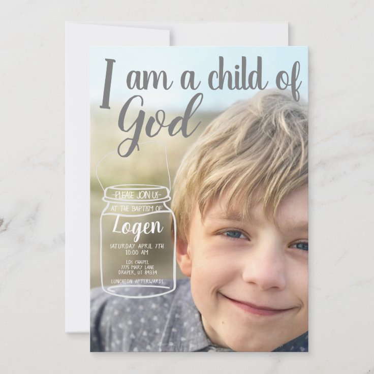 I am a child of god Custom Baptism Invitation | Zazzle