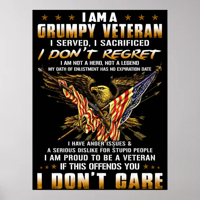 I Am A Grumpy Veteran Poster | Zazzle