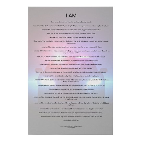 I Am (a Police Officer) Poem with Car Background Faux Canvas Print ...
