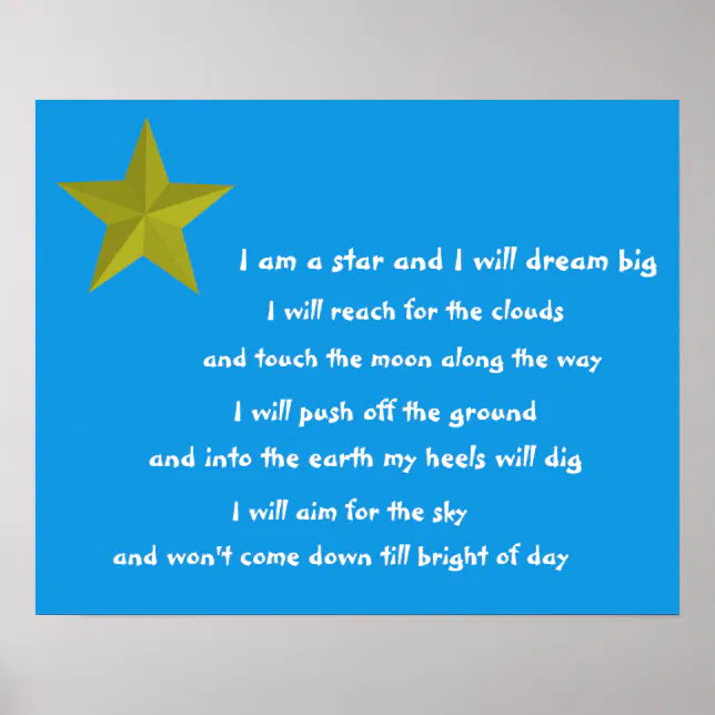 I am a star children's poem poster | Zazzle