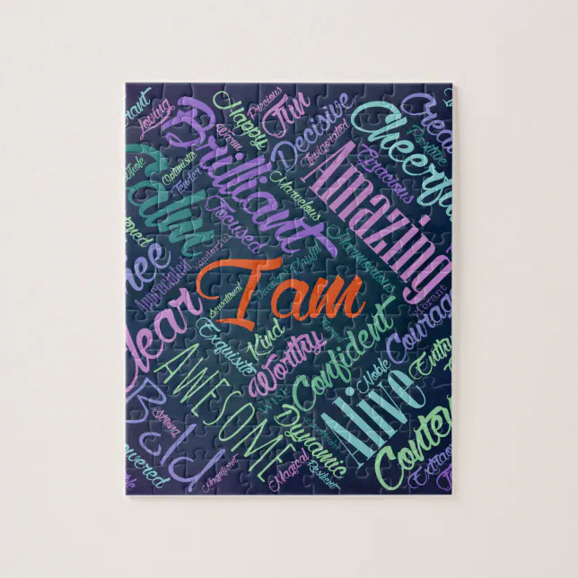 I am Affirmations Word Cloud Art Jigsaw Puzzle | Zazzle