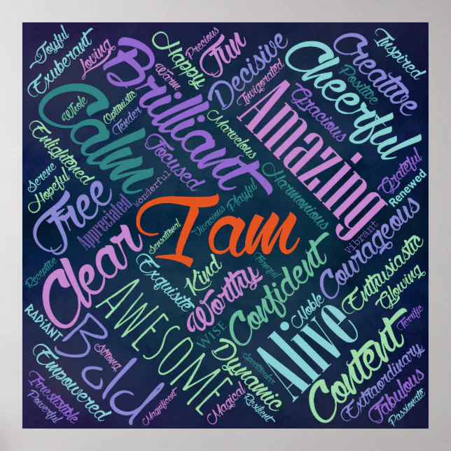 I am Affirmations Word Cloud Art Poster | Zazzle