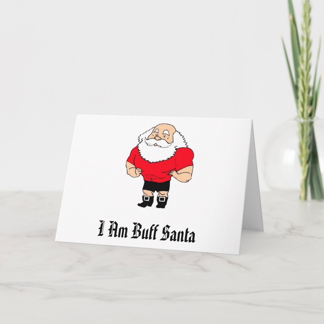 I Am Buff Santa Holiday Card | Zazzle