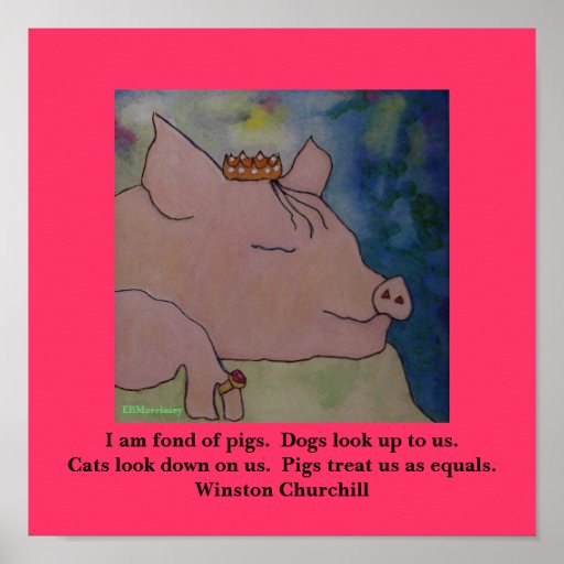 I am fond of pigs. Winston Churchill Poster | Zazzle