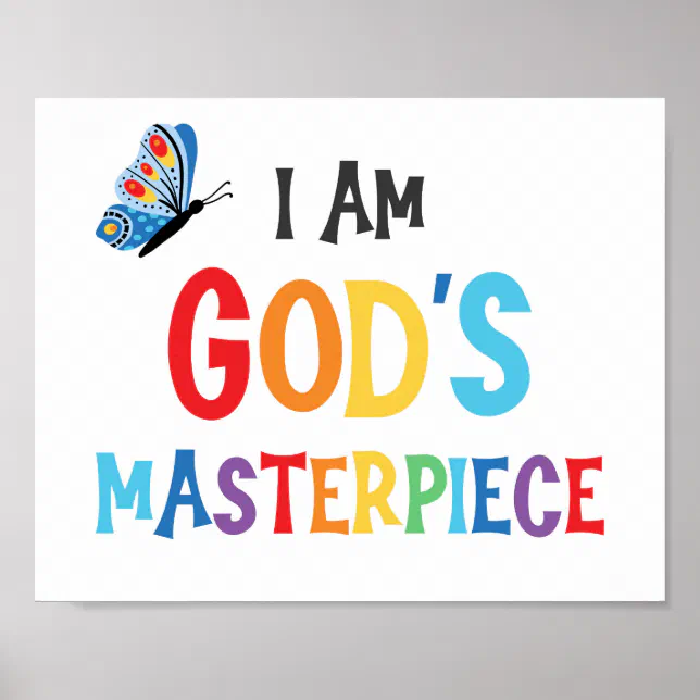 I Am God's Masterpiece Kids Bible Verse Poster | Zazzle