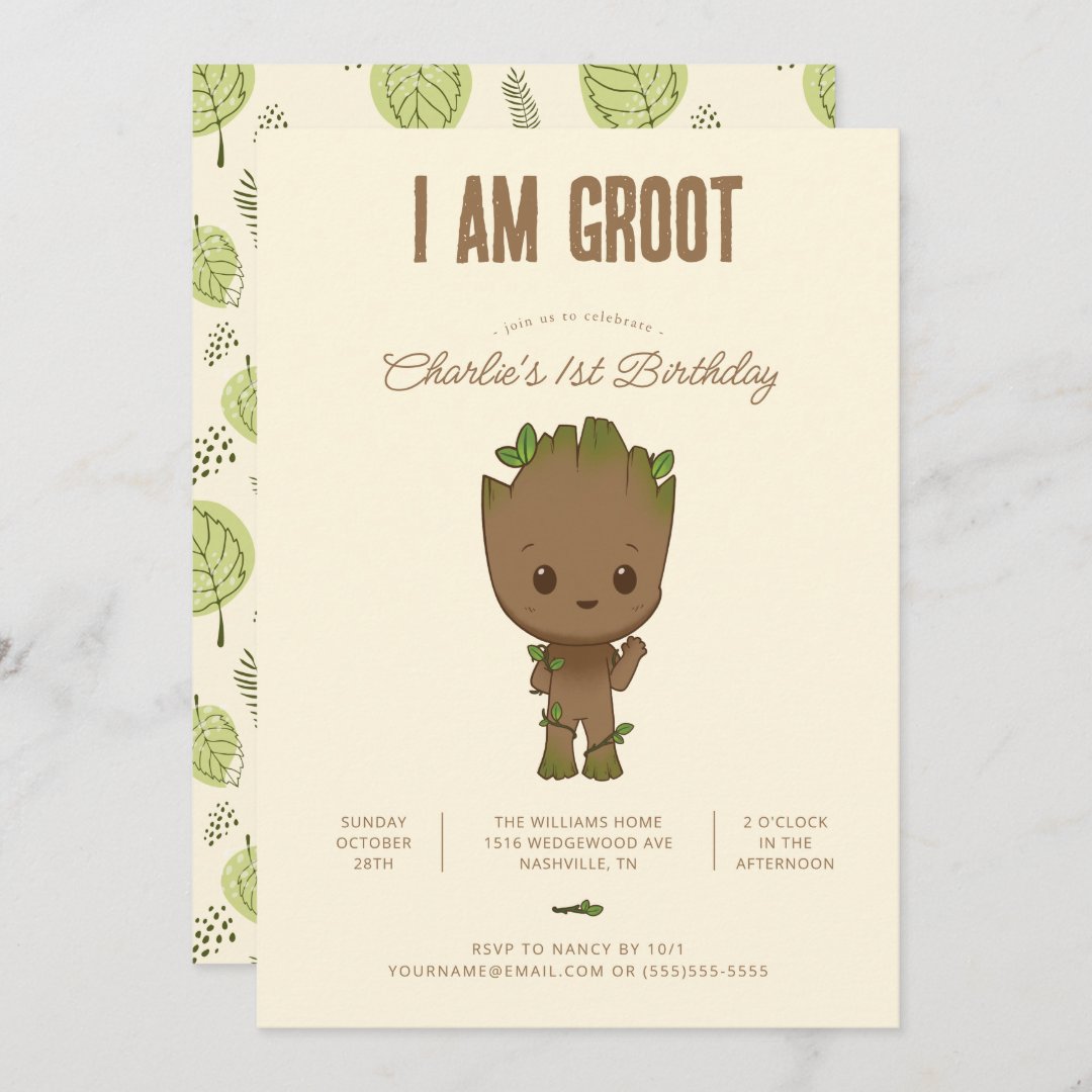 I am Groot | 1st Birthday Invitation | Zazzle