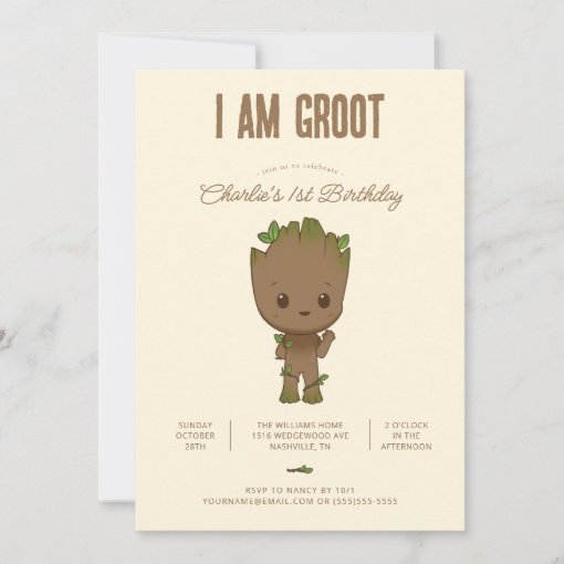 I am Groot | 1st Birthday Invitation | Zazzle