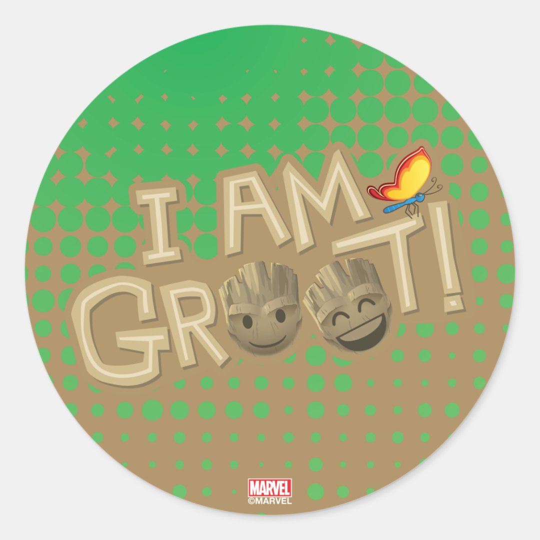 "I Am Groot" Emoji Classic Round Sticker | Zazzle