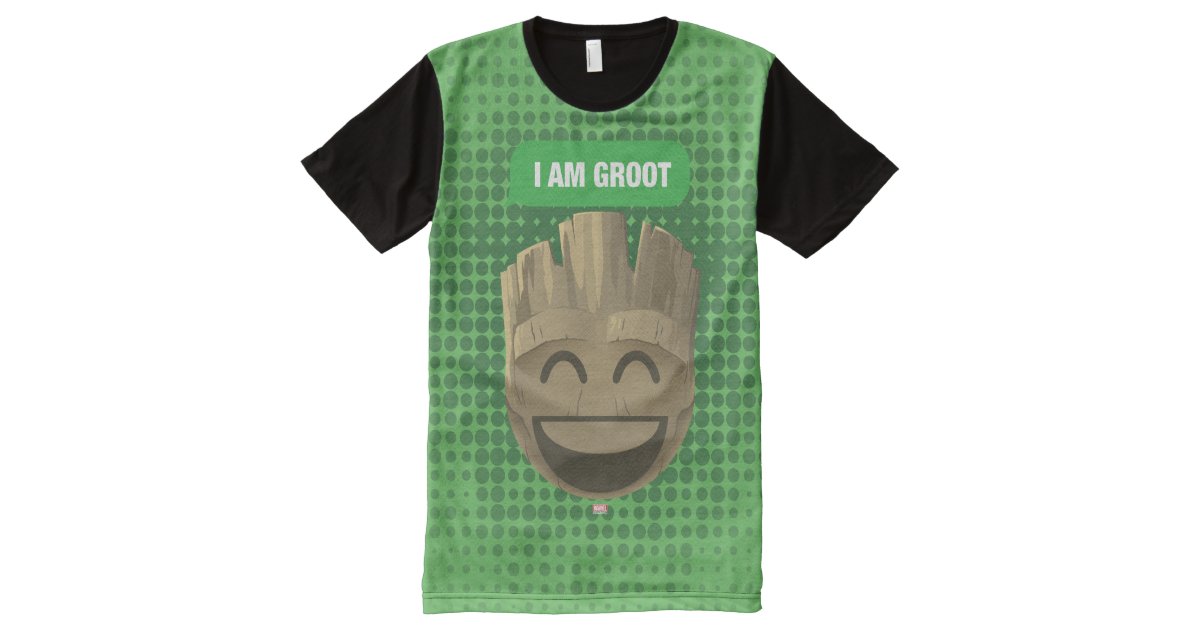 "I Am Groot" Text Emoji All-Over-Print T-Shirt | Zazzle