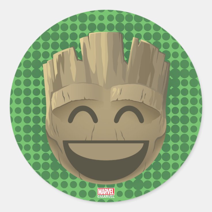 "I Am Groot" Text Emoji Classic Round Sticker | Zazzle