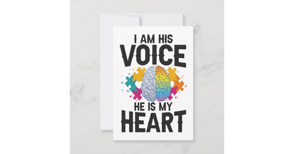I Am His Voice He is my Heart Autism Awareness Mom Thank You Card | Zazzle