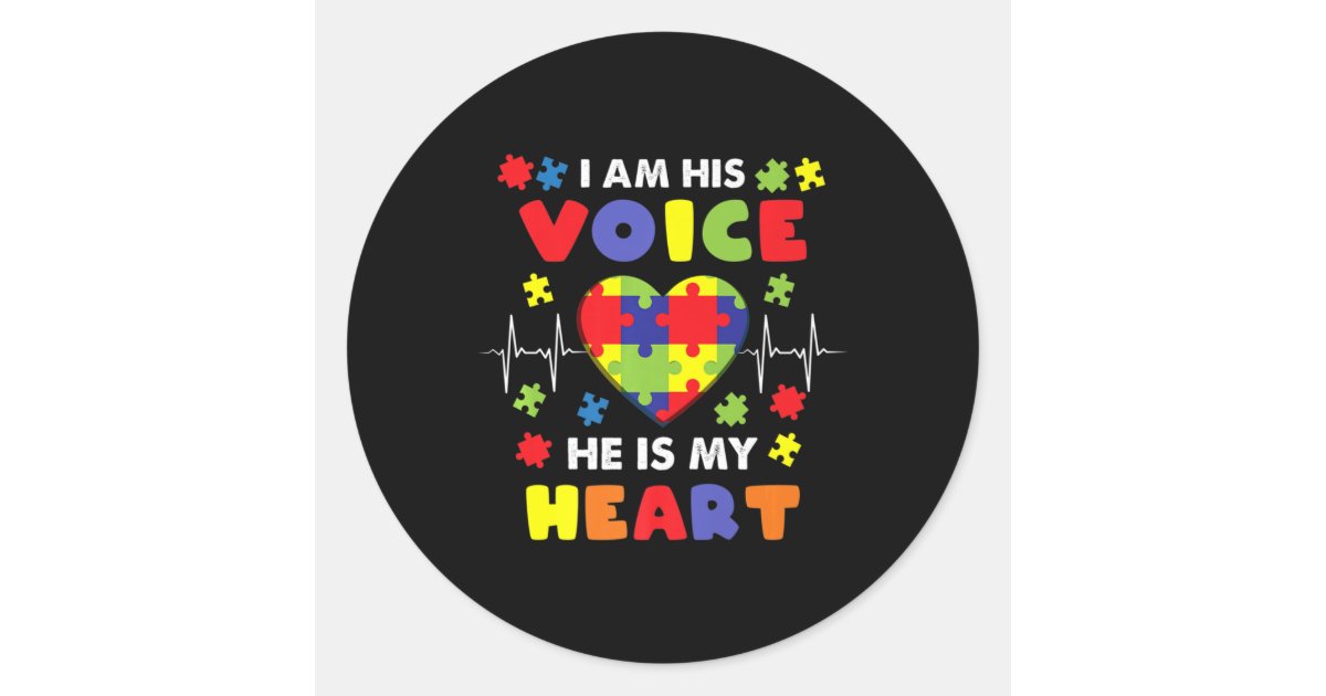 I Am His Voice He Is My Heart Autism Awareness Pre Classic Round ...