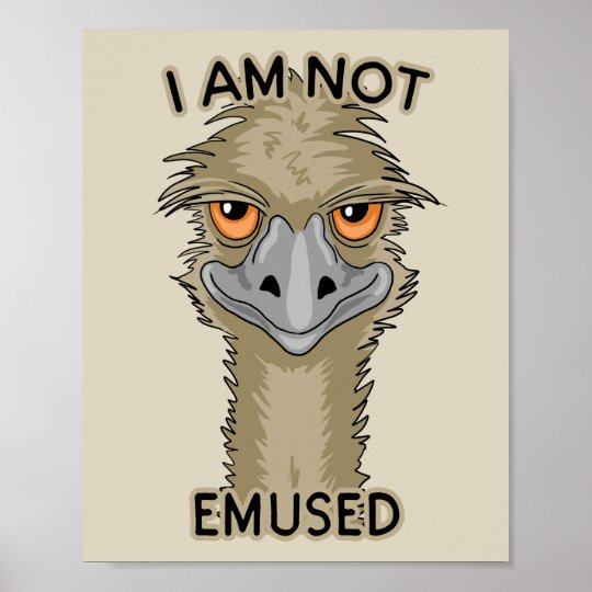 I Am Not Emused Funny Emu Pun | Beige Poster | Zazzle.com