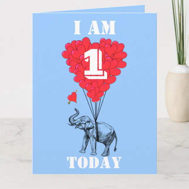 I am one today fun childrens card | Zazzle