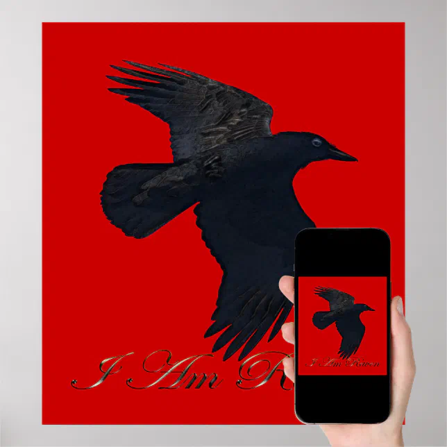 I AM RAVEN II Flying Raven Art Poster | Zazzle