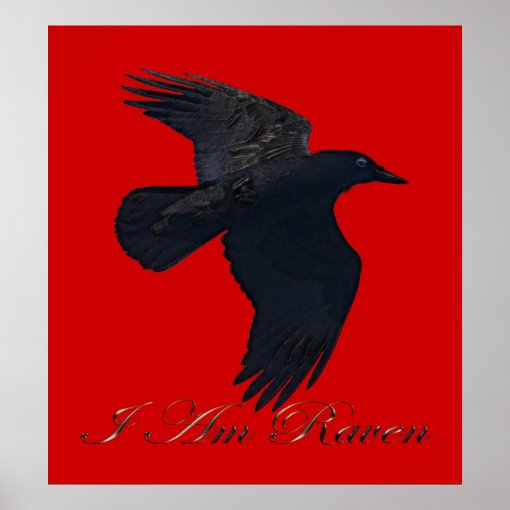 I AM RAVEN II Flying Raven Art Poster | Zazzle