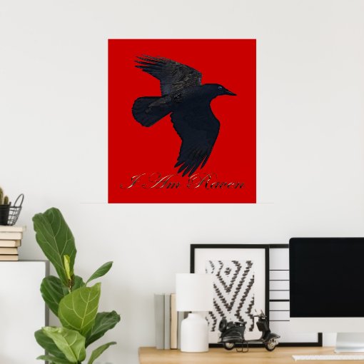 I AM RAVEN II Flying Raven Art Poster | Zazzle