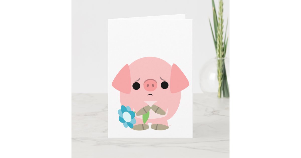 "I am sorry" Cute Cartoon Piglet Greeting Card | Zazzle