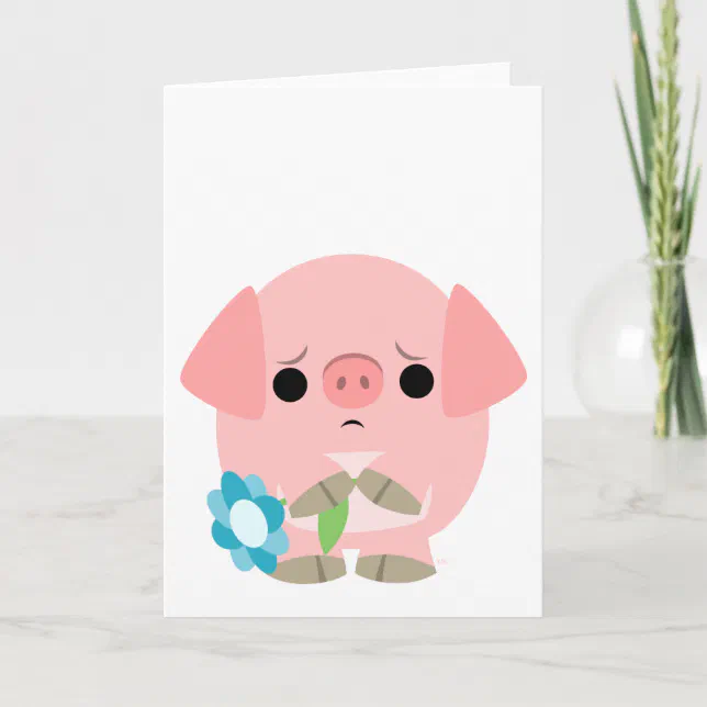 "I am sorry" Cute Cartoon Piglet Greeting Card | Zazzle