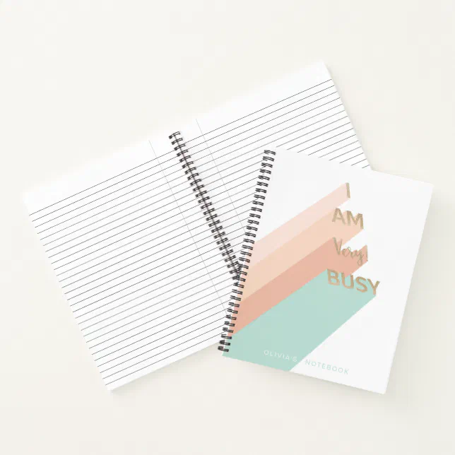 "I Am Very Busy" Trendy Gold Script Modern Retro Notebook | Zazzle