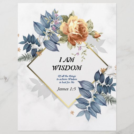 I Am Wisdom Poem Linen Paper Floral Design | Zazzle