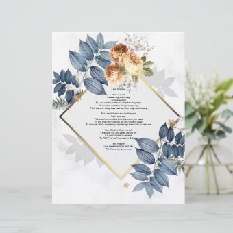 I Am Wisdom Poem Linen Paper Floral Design | Zazzle