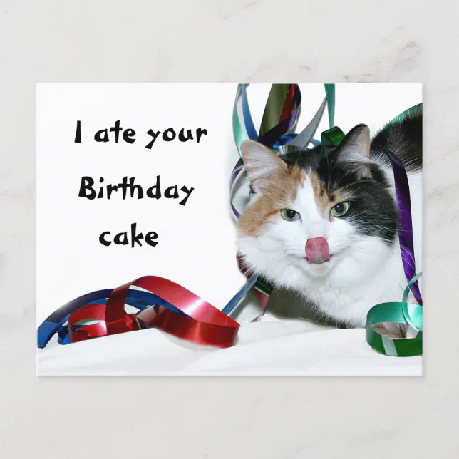 I ate your birthday cake postcard | Zazzle