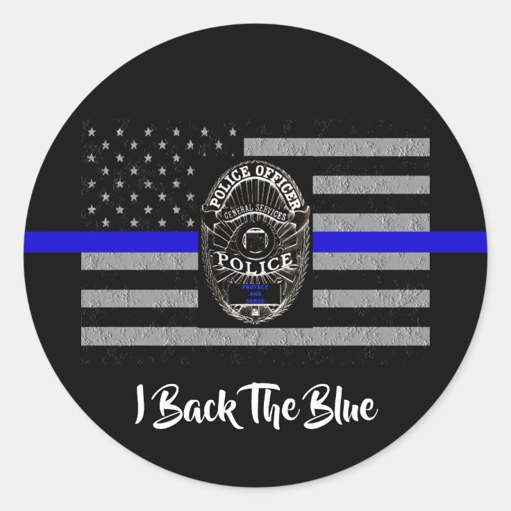 I BACK THE BLUE SUPPORT POLICE STICKER | Zazzle