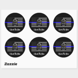 I BACK THE BLUE SUPPORT POLICE STICKER | Zazzle