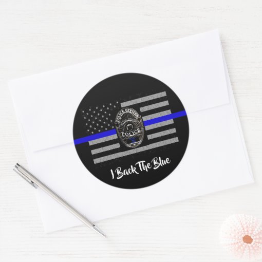 I BACK THE BLUE SUPPORT POLICE STICKER | Zazzle