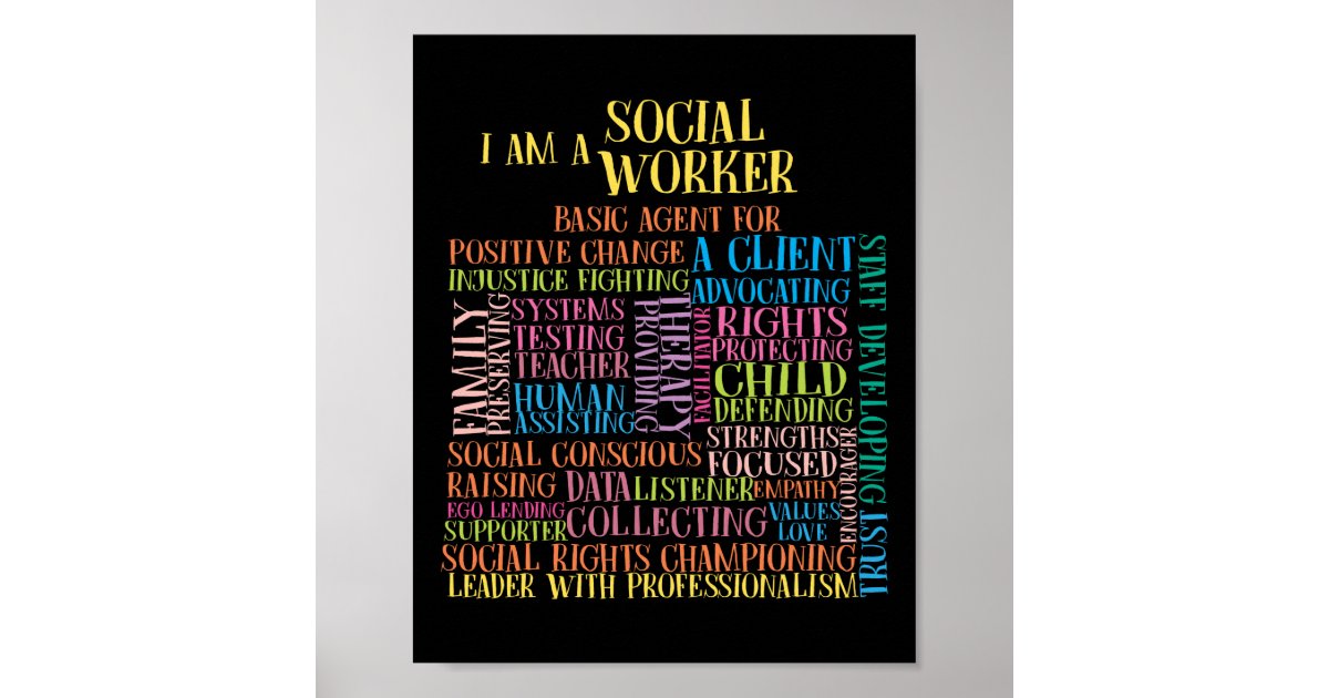I Became A Social Social Worker Word Cloud Poster | Zazzle