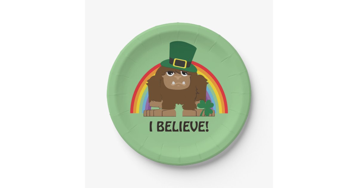 I Believe! Leprechaun Bigfoot Paper Plates | Zazzle