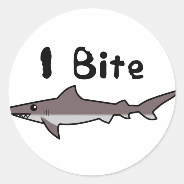 I Bite - Shark Classic Round Sticker | Zazzle