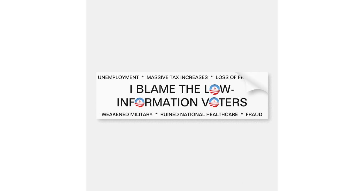 I BLAME THE LOW-INFO VOTERS BUMPER STICKER | Zazzle