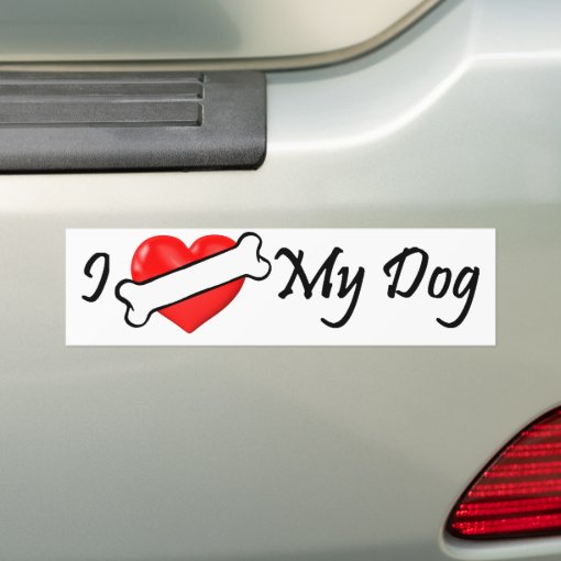 I (bone) heart my dog bumper sticker | Zazzle