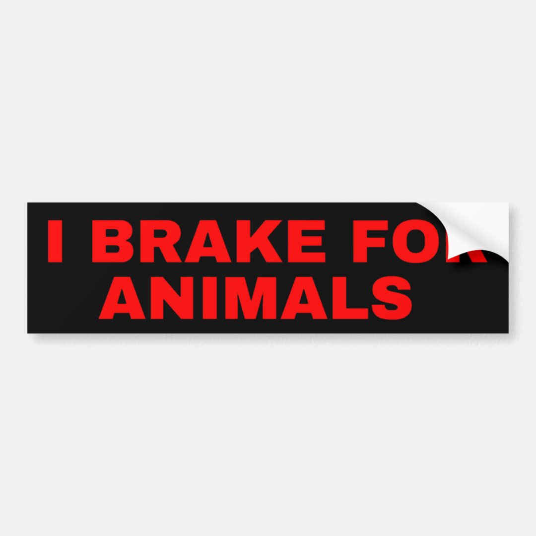 I Brake For Animals Bumper Stickers | Zazzle