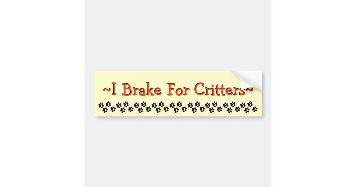 I Brake For Critters Bumper Sticker | Zazzle