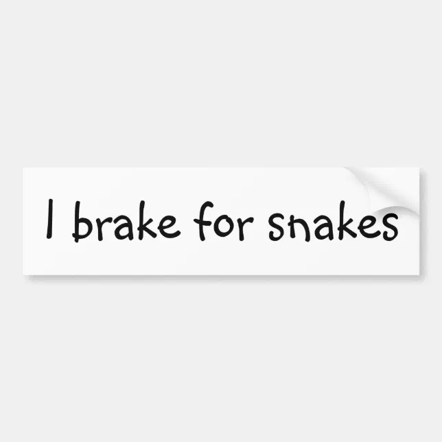 I brake for snakes bumper sticker | Zazzle