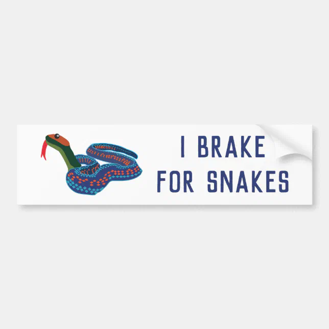 I Brake for Snakes California Red Sided Garter Bumper Sticker | Zazzle