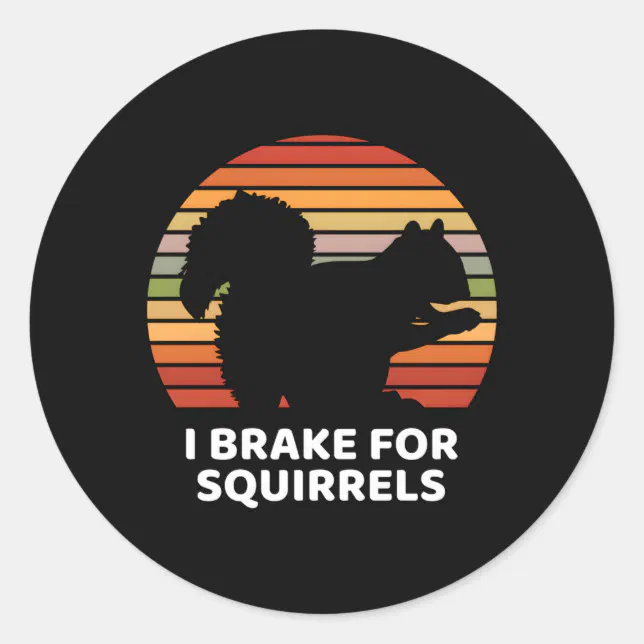 I Brake For Squirrels Classic Round Sticker | Zazzle