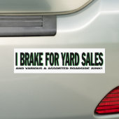 I brake for yard sales bumper sticker | Zazzle
