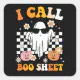 I Call Boo Sheet Halloween Retro Ghost Square Sticker | Zazzle