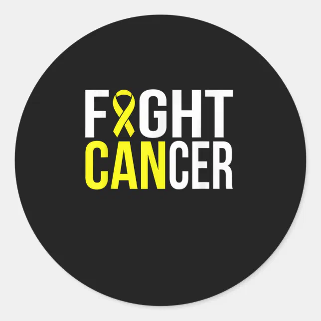 I Can Fight Bladder Cancer Yellow Ribbon Classic Round Sticker | Zazzle