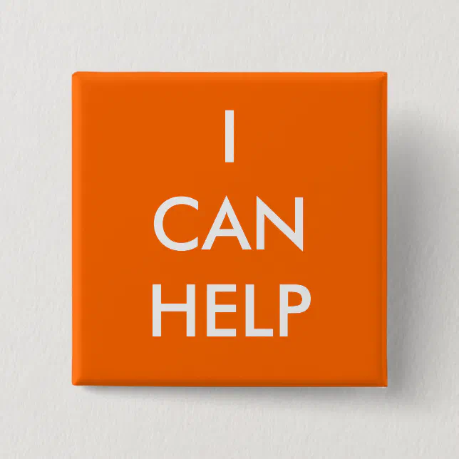 I Can Help Volunteer Button Charity Events Orange | Zazzle