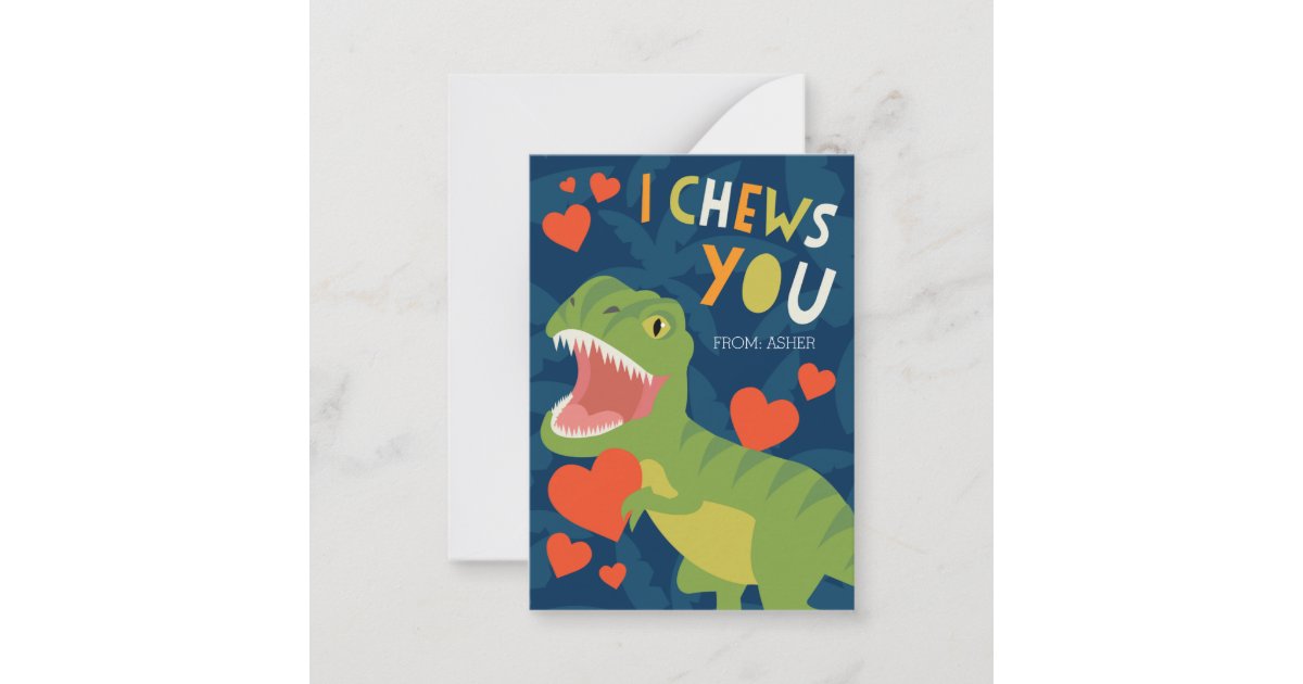 I Chews You! Classroom Valentine Note Card | Zazzle