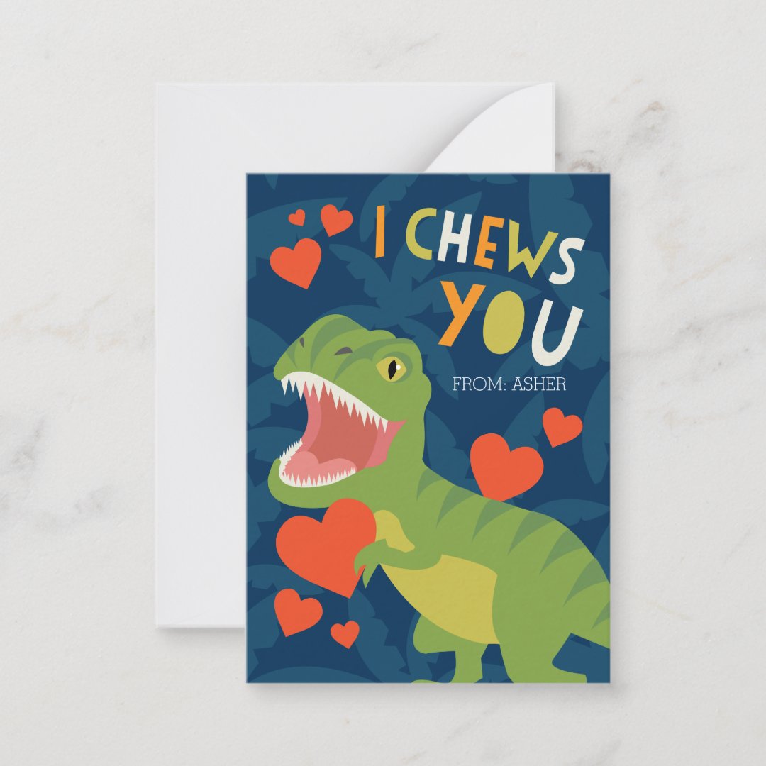 I Chews You! Classroom Valentine Note Card | Zazzle