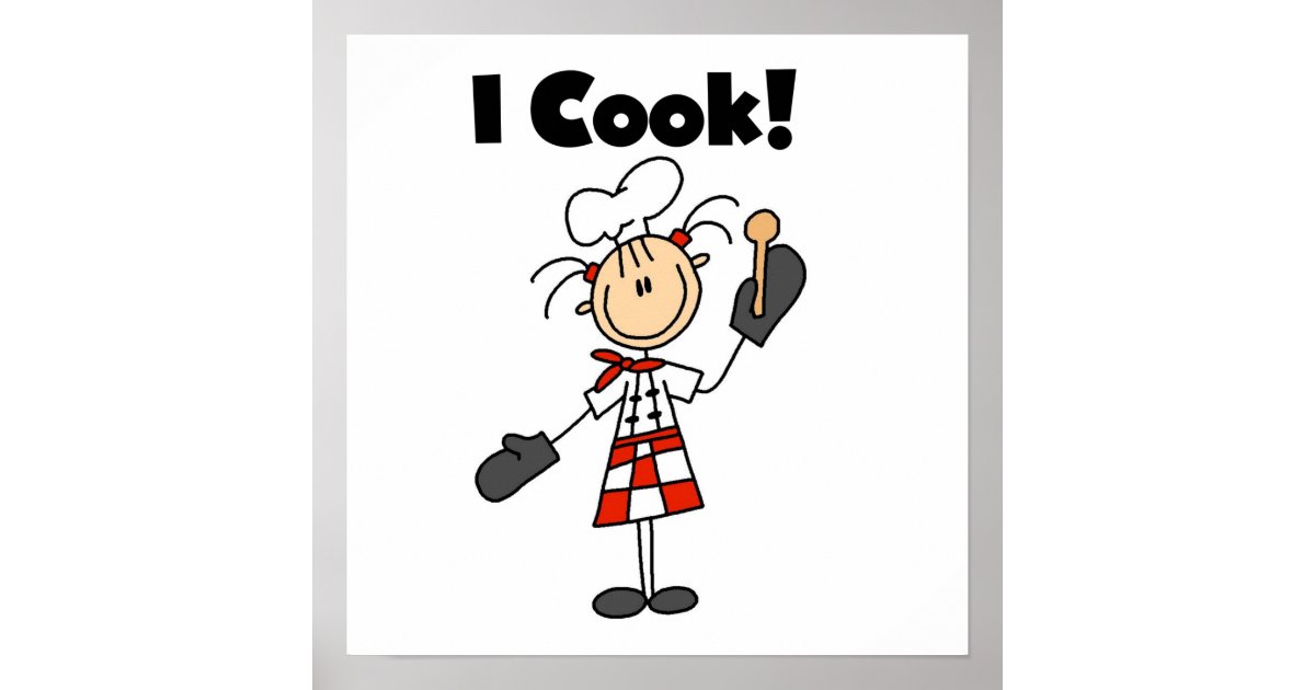 I Cook - Female Chef Poster | Zazzle