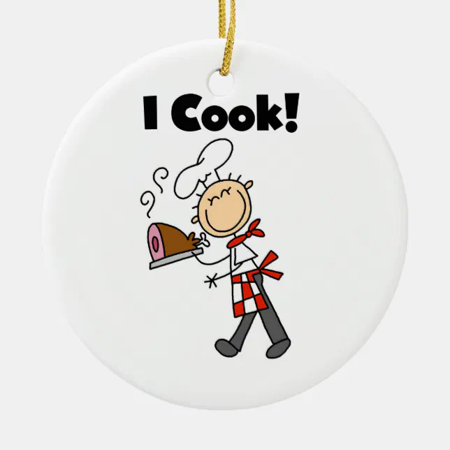 I Cook - Male Chef Ceramic Ornament | Zazzle