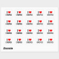 I ️ CREPES I LOVE CREPES I HEART CREPES SQUARE STICKER | Zazzle