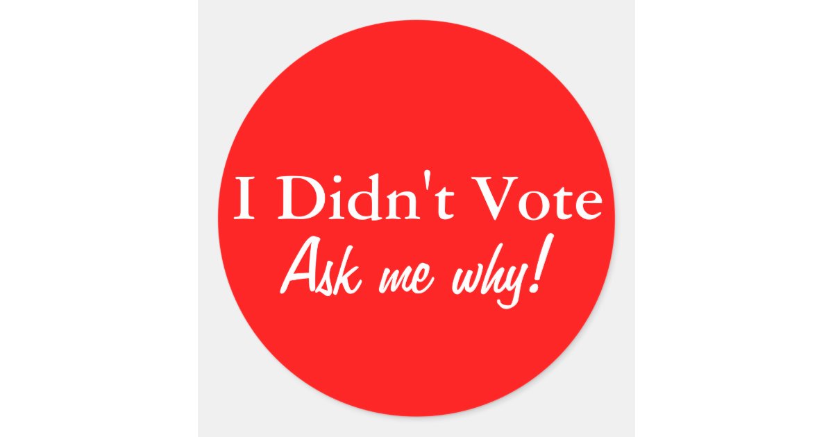 I Didn't Vote Sticker Set | Zazzle